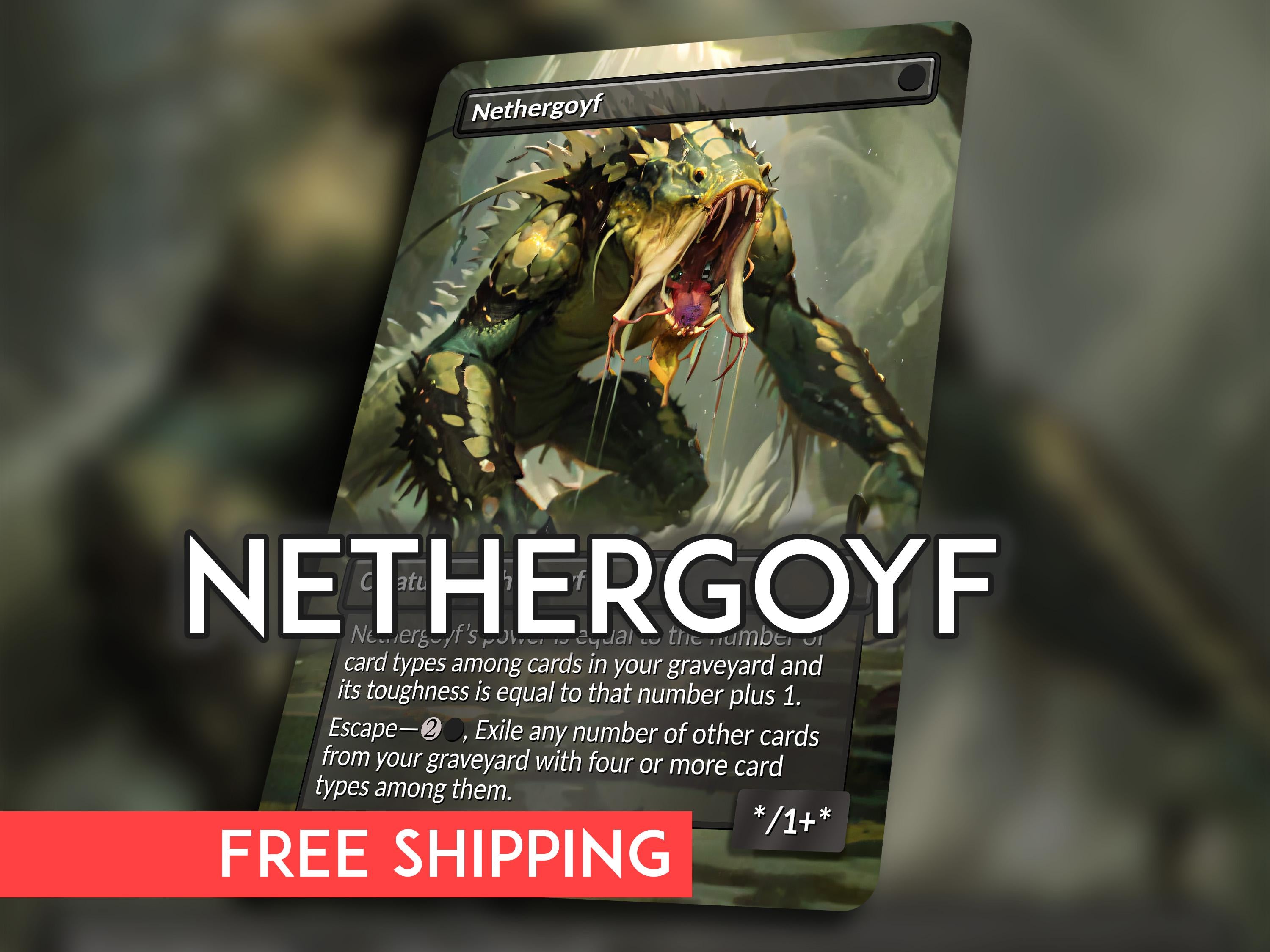 Nethergoyf MTG Proxy Commander Card High quality black core cardstock ...